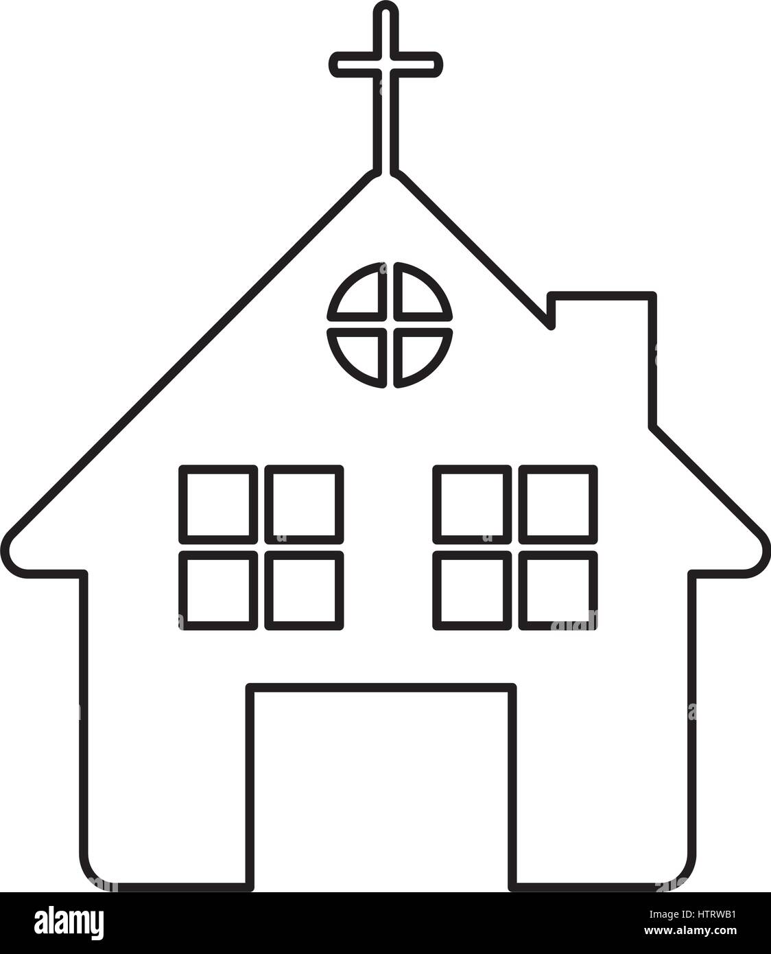 monochrome contour of church in white background Stock Vector Image ...