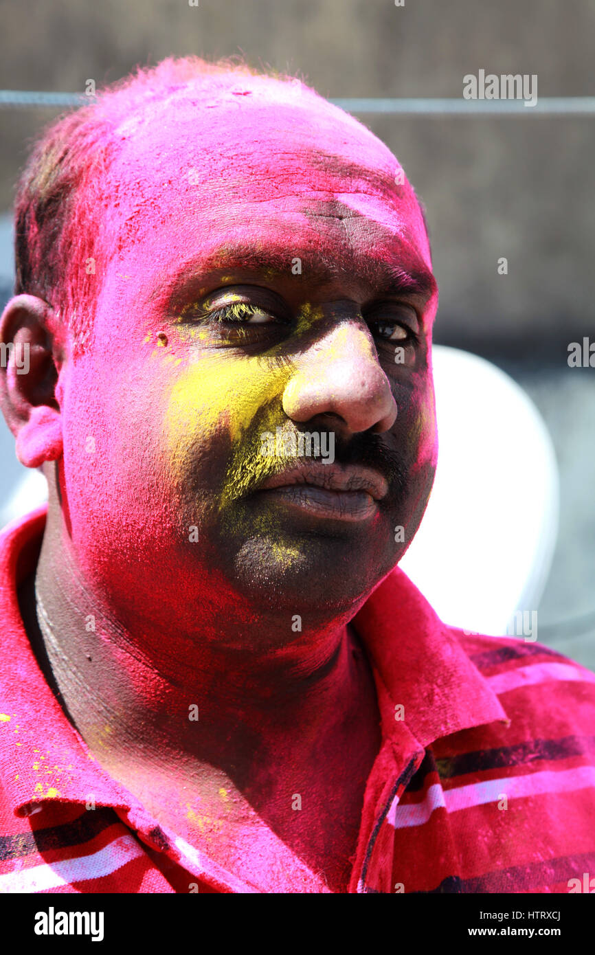 Holi Celebration, Portrait of Young cute man, Holi is the festival of ...
