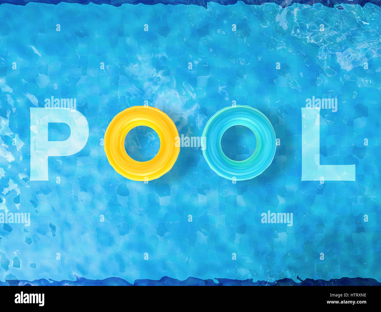 pool letter on pool background top view Stock Photo - Alamy