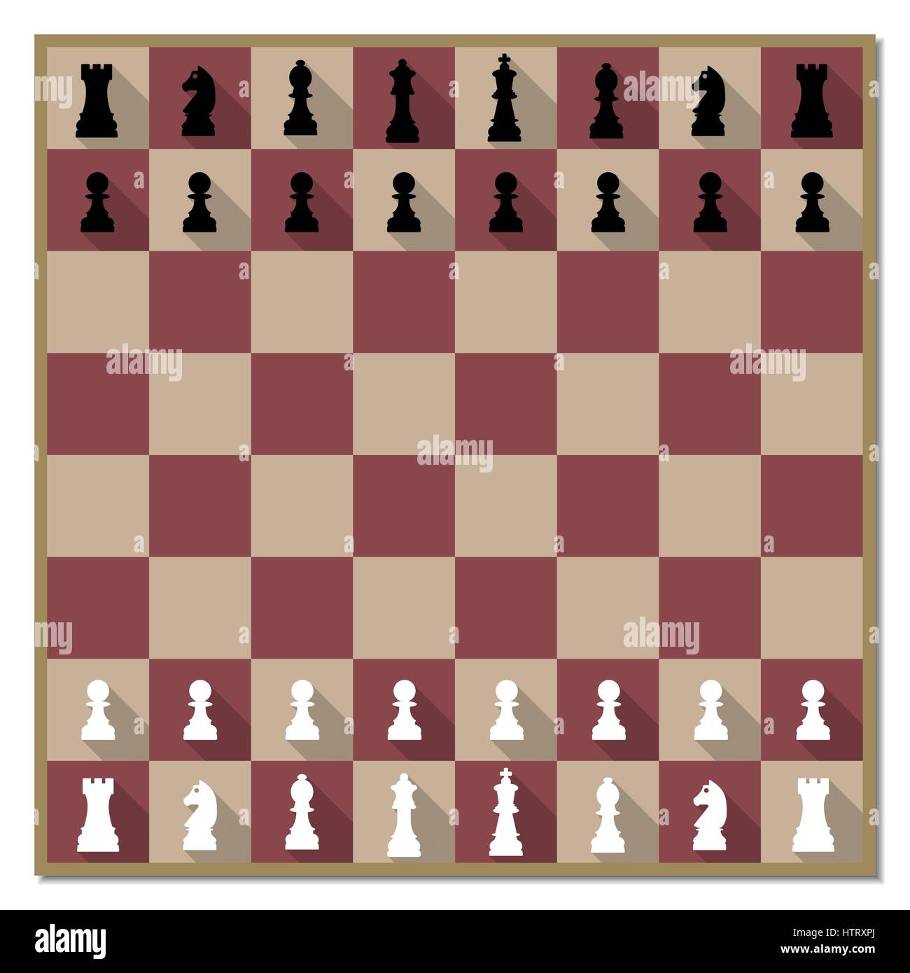 Chess board with figures and a long diagonal shadow, vector ...