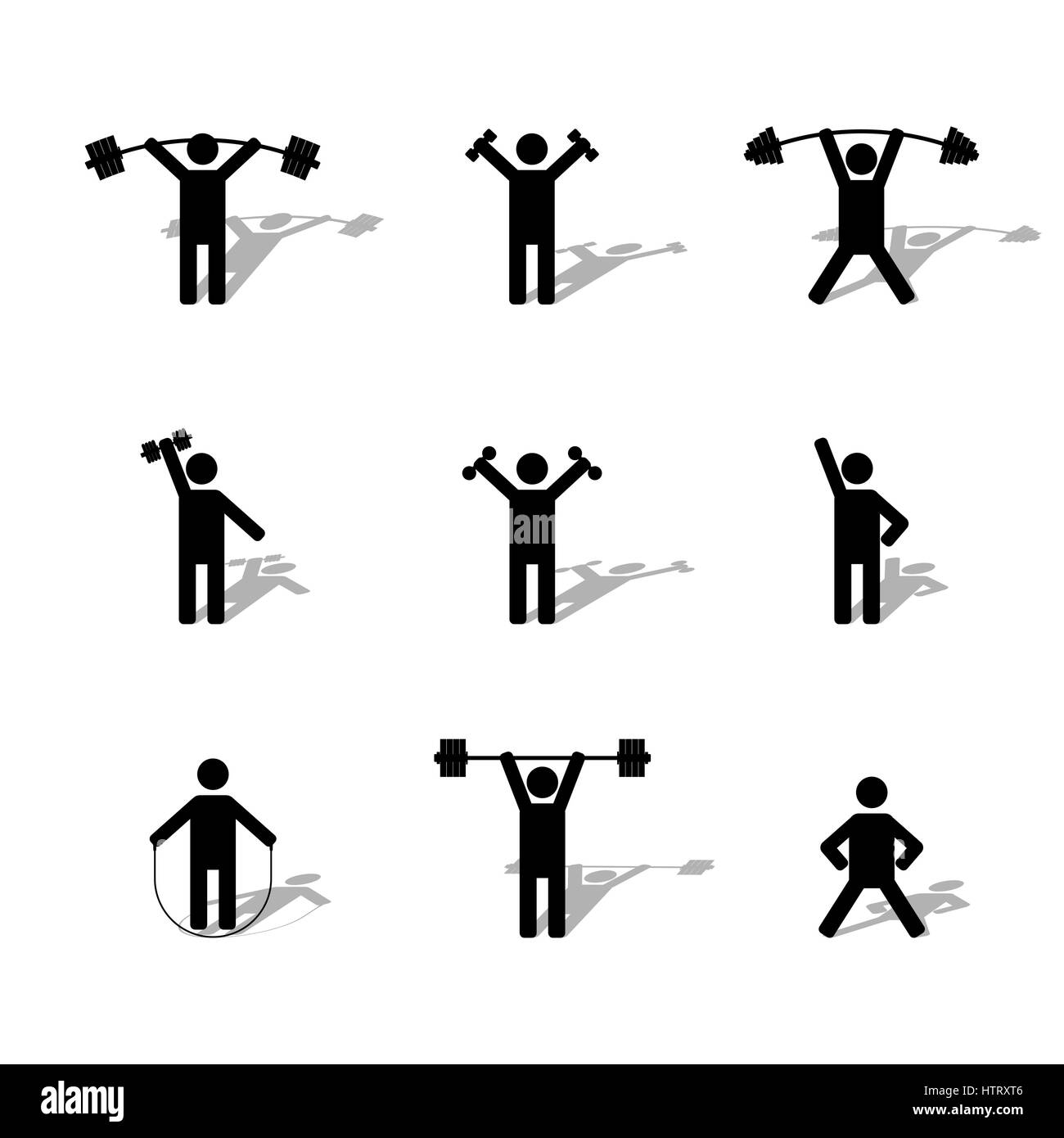 A set of silhouettes athlete performs exercises with shadow, fourth ...