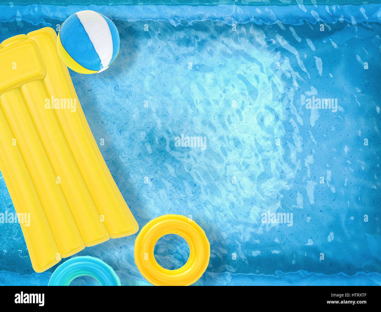 summer fun with inflatable toys floating on pool top view Stock Photo ...