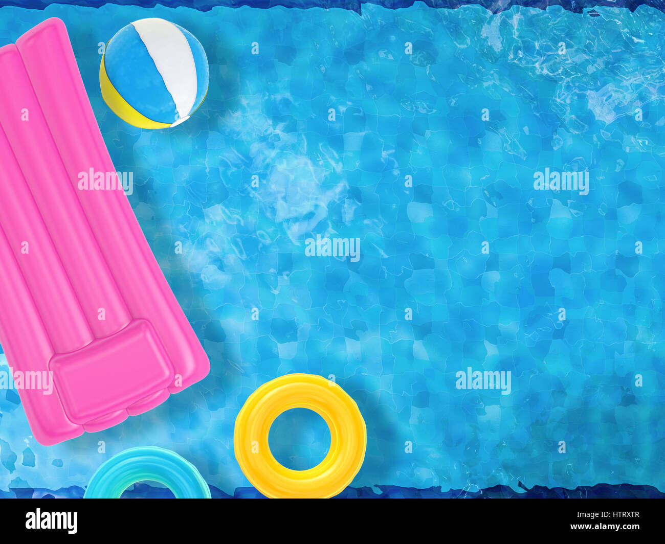 summer fun with inflatable toys floating on pool top view Stock Photo ...