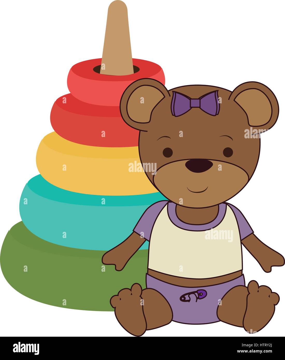 cute plush doll with rings pile icon Stock Vector Image & Art - Alamy