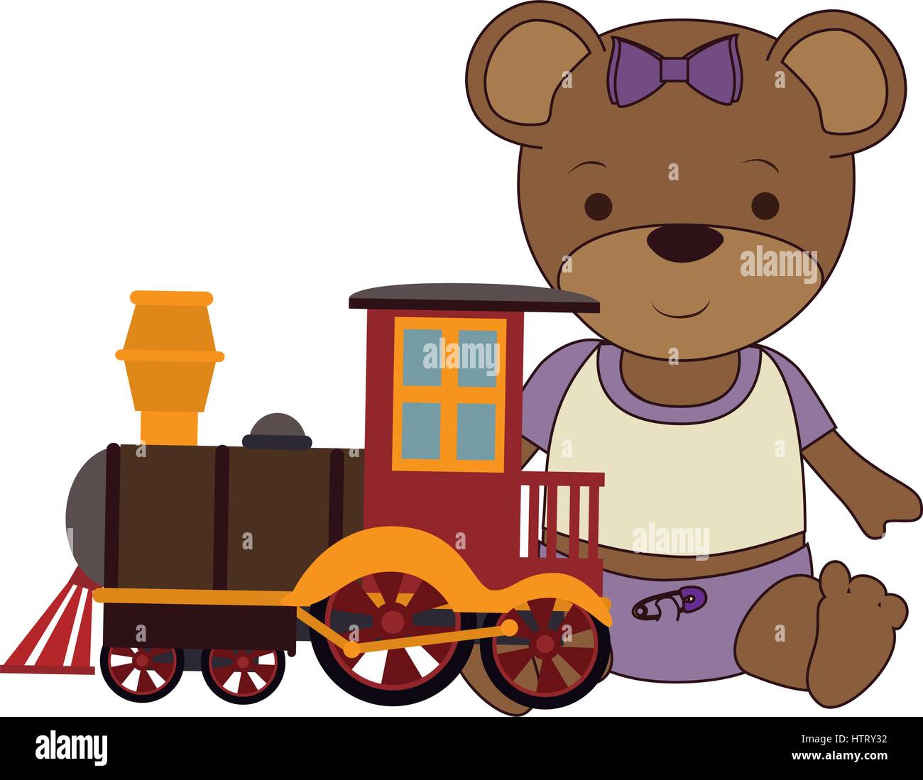 cute plush doll with train icon Stock Vector Image & Art - Alamy