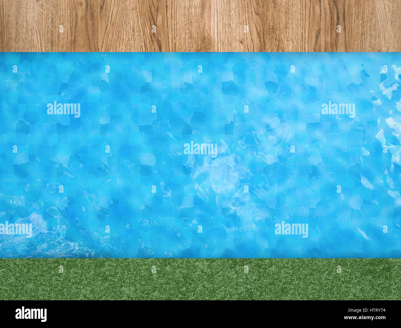 pool side with green grass and wooden floor Stock Photo - Alamy