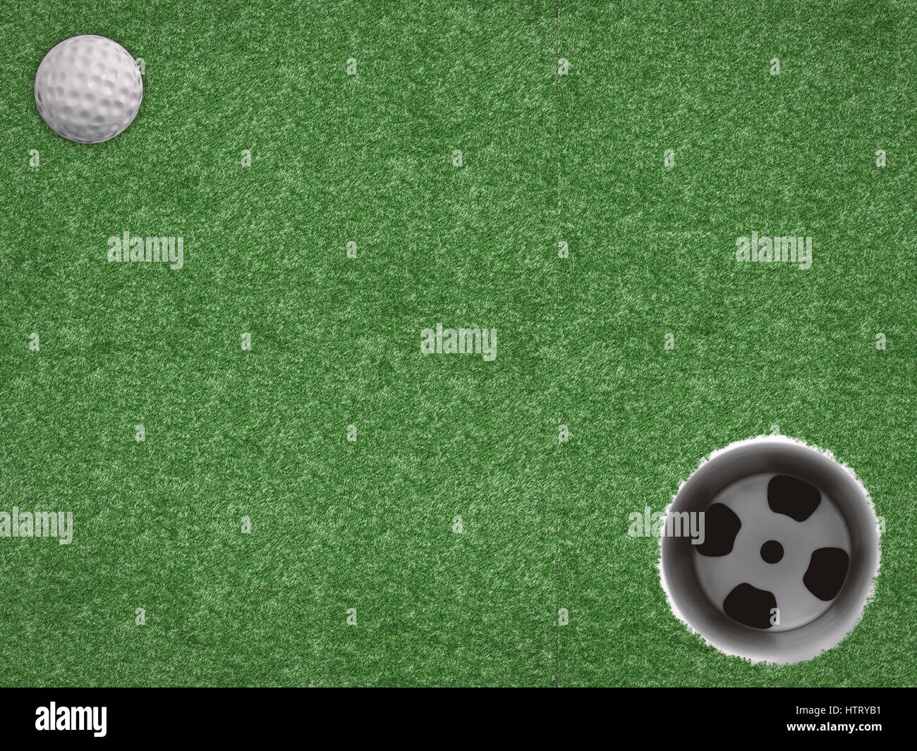 top view golf ball with golf cup on green background Stock Photo - Alamy
