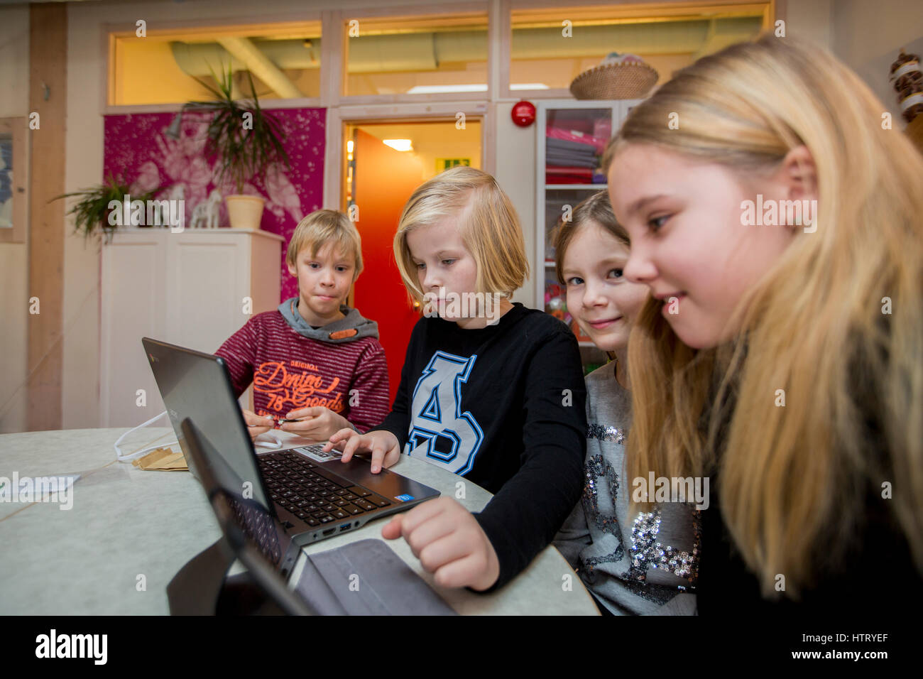 Children use computers in their teaching, Sweden Stock Photo - Alamy