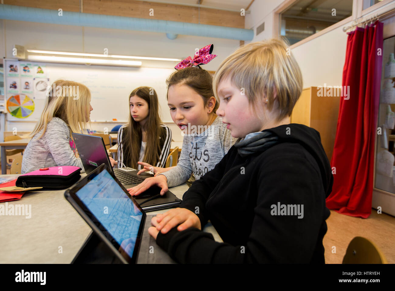 Children use computers in their teaching, Sweden Stock Photo - Alamy