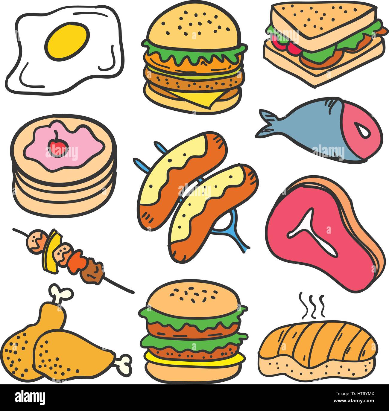 Doodle of food various delicious Stock Vector Image & Art - Alamy