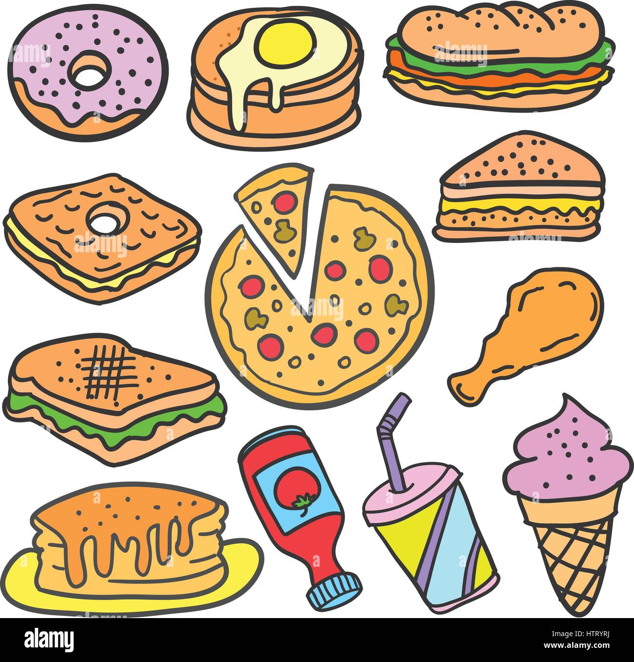 Collection of food object various doodles Stock Vector Image & Art - Alamy