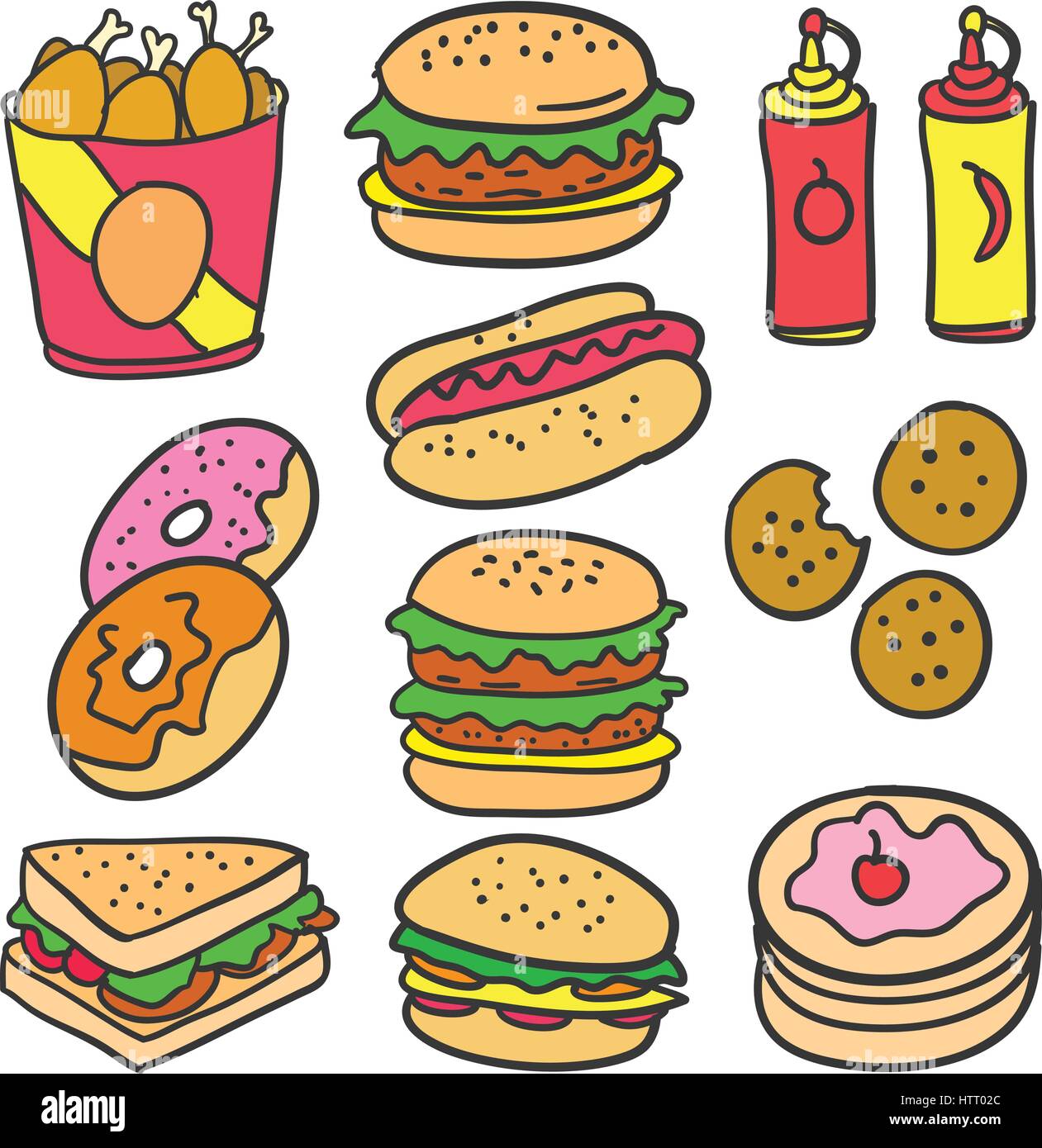 Collection stock food various of doodles Stock Vector Image & Art - Alamy