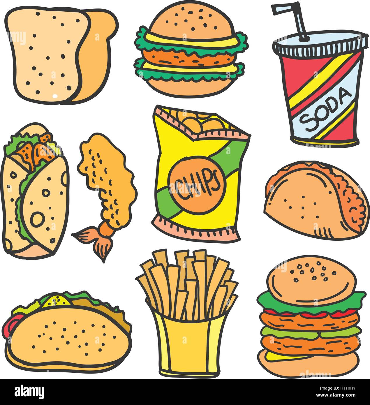 Doodle of food set various Stock Vector Image & Art - Alamy