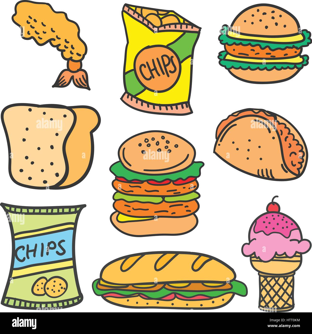 Doodle of food various collection stock Stock Vector Image & Art - Alamy