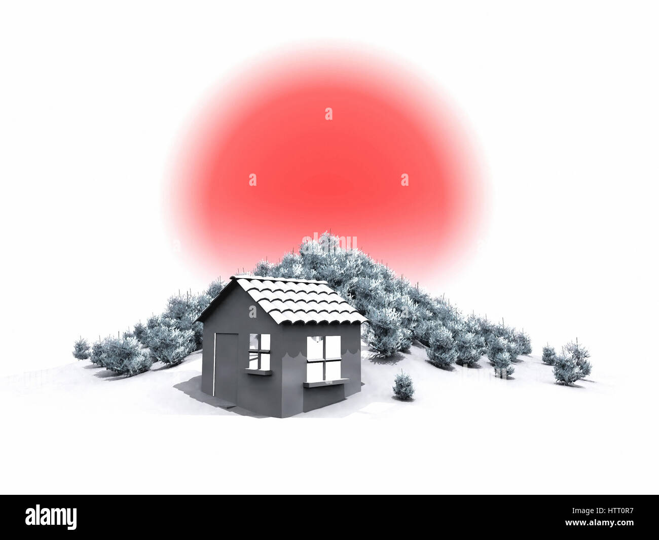 Beautiful landscape wooden hut Cut Out Stock Images & Pictures - Alamy