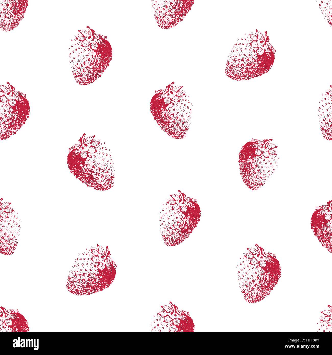 Strawberry. Vector seamless pattern. vintage hand drawn illustration ...