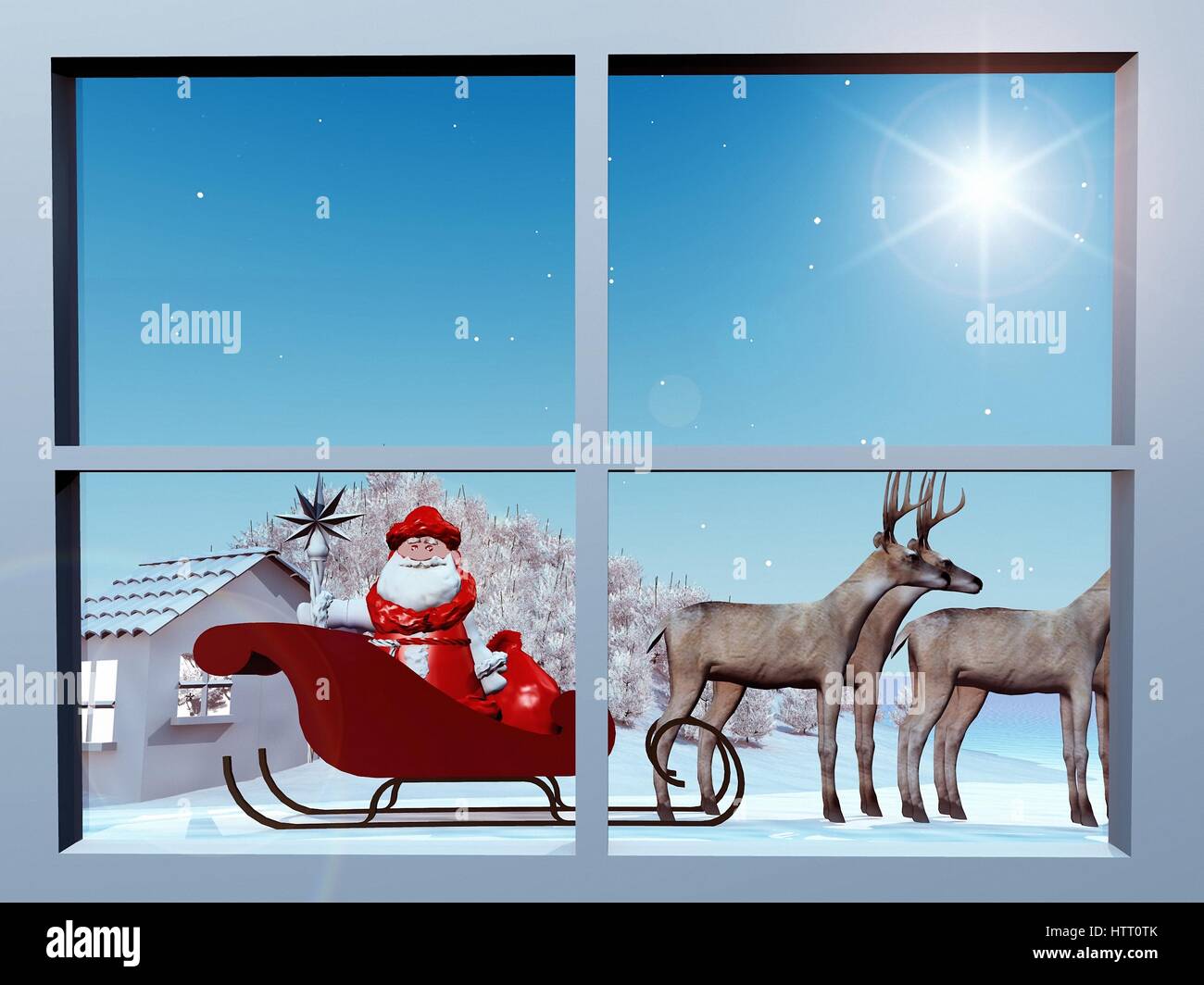 Santas christmas reindeer sleigh hi-res stock photography and images ...