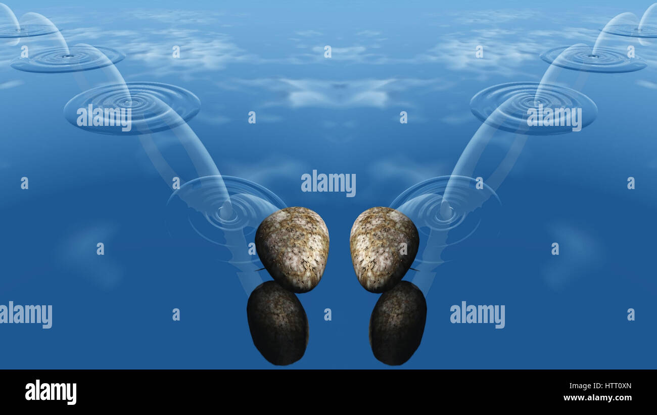 ricochets of a stone on water Stock Photo - Alamy