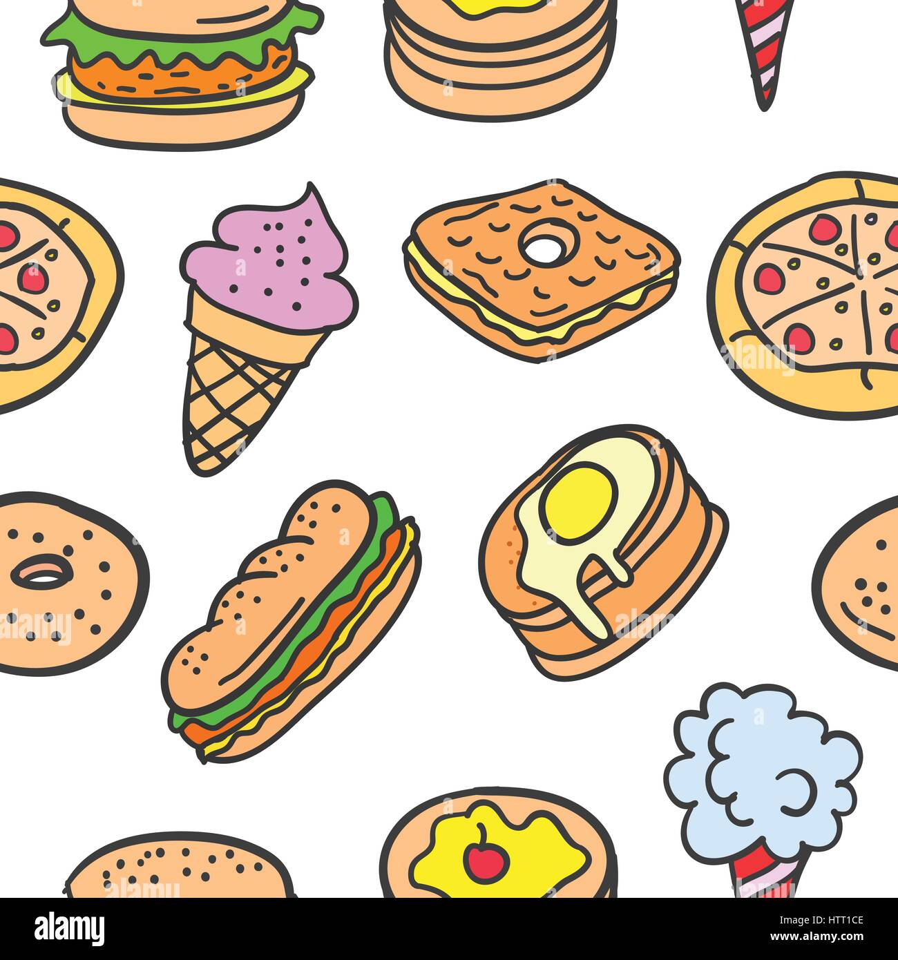 Fast food set of doodle style Stock Vector Image & Art - Alamy