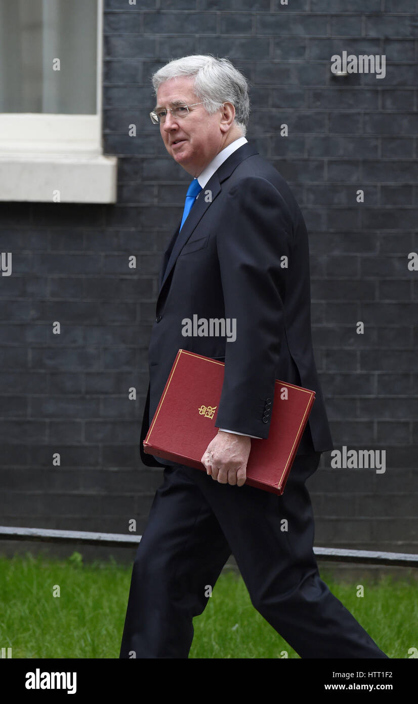 Defence Secretary Sir Michael Fallon arriving at 10 Downing Street ...