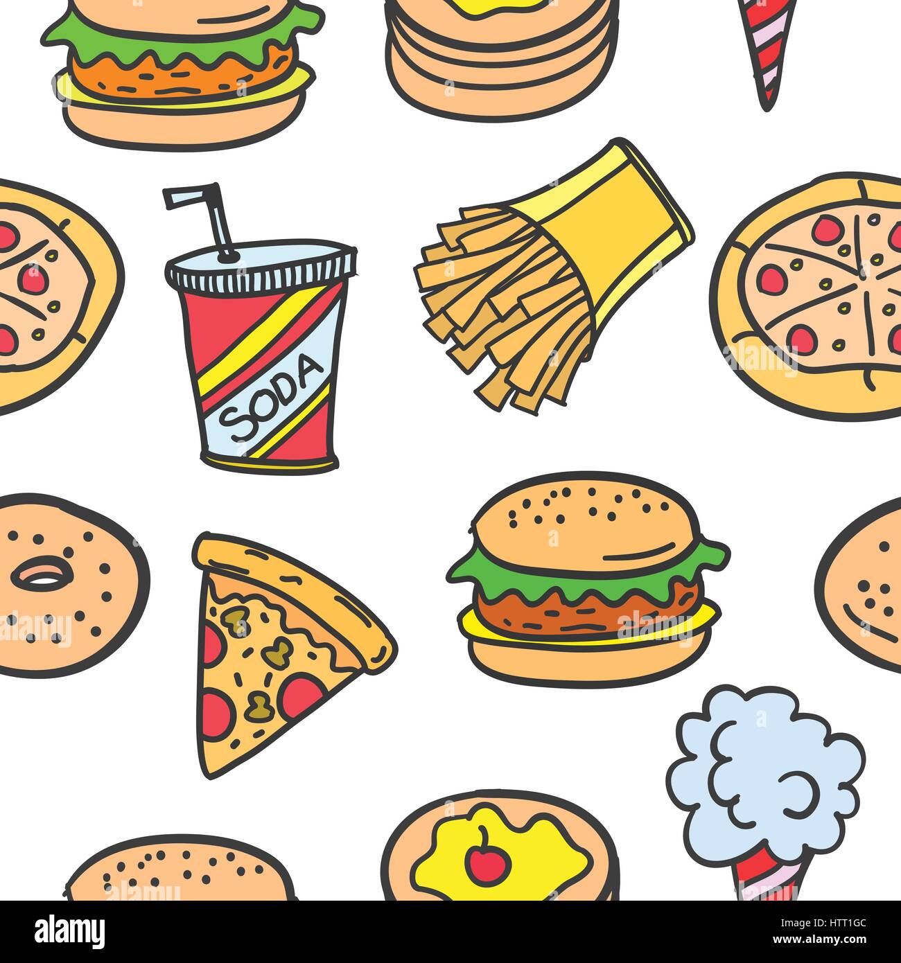 Collection stock of fast food style doodles Stock Vector Image & Art ...