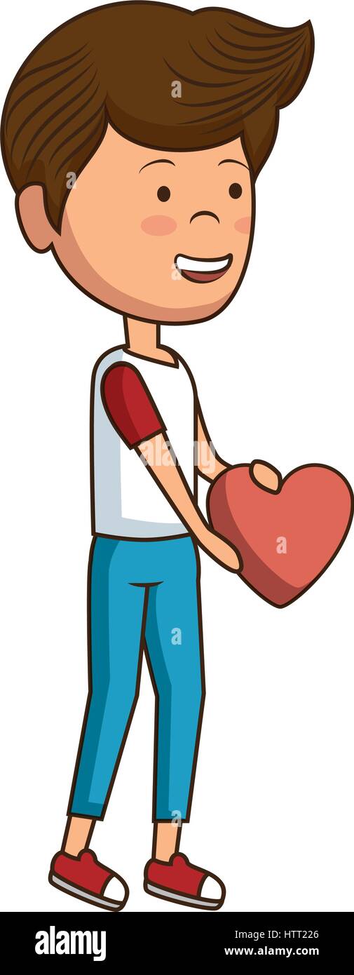 Cheerful man holding heart Stock Vector Images - Alamy