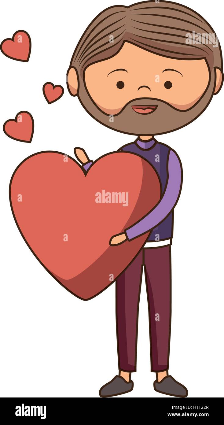 Cheerful man holding heart Stock Vector Images - Alamy