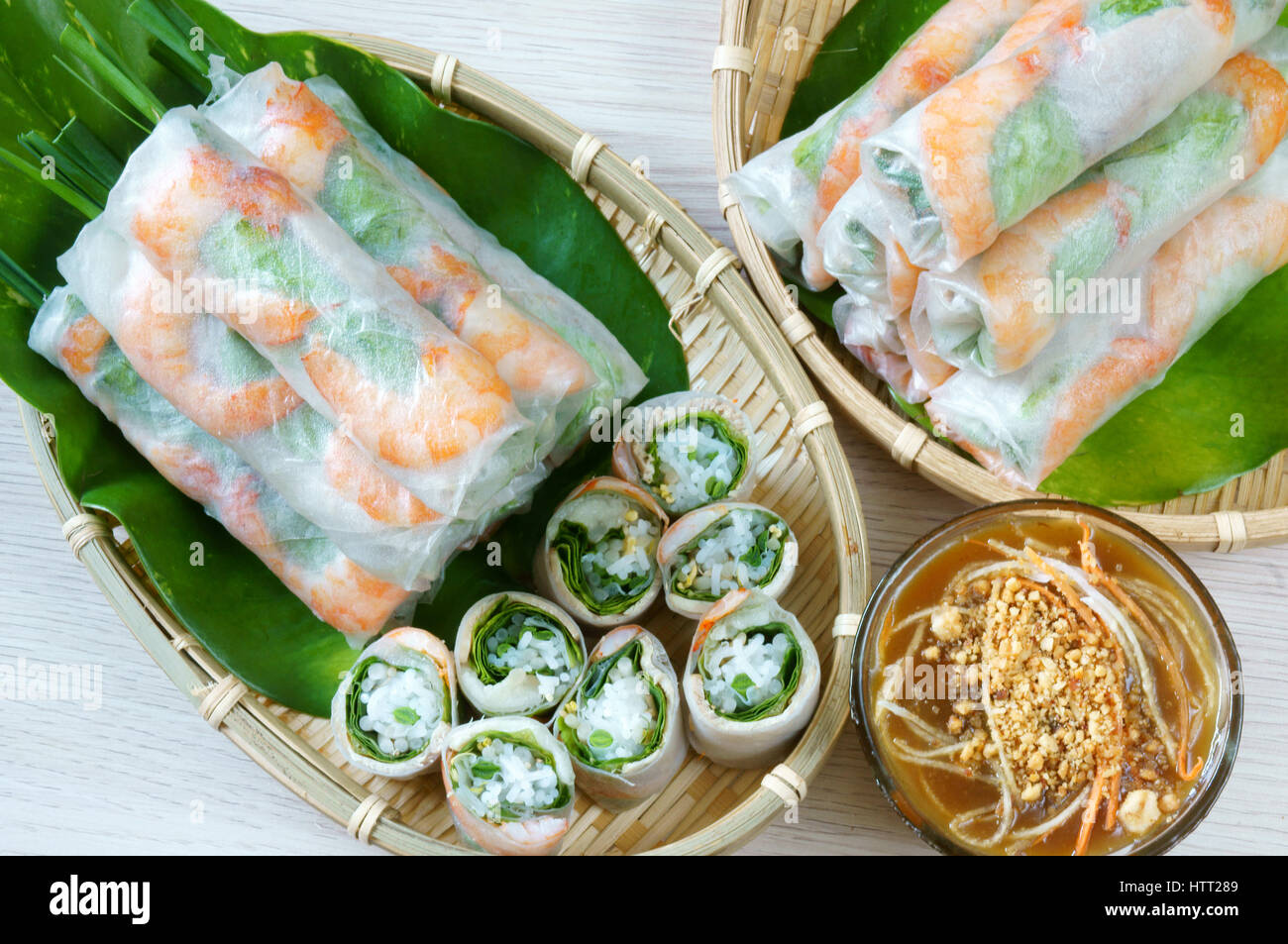 Vietnamese food, goi cuon is street food, wrap from shrimp, pork ...