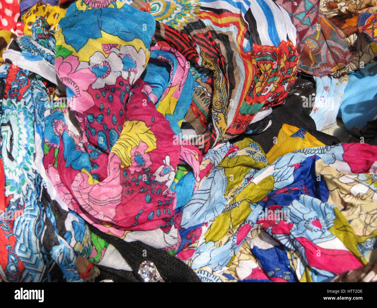 Multicoloured fabrics- Abstract full frame of bright happy swirling ...