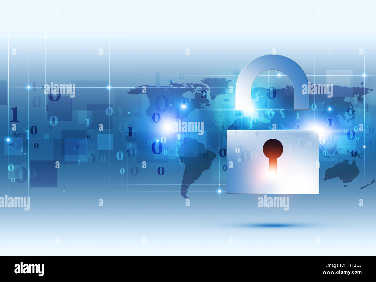 abstract binary code with security lock blue background Stock Photo - Alamy