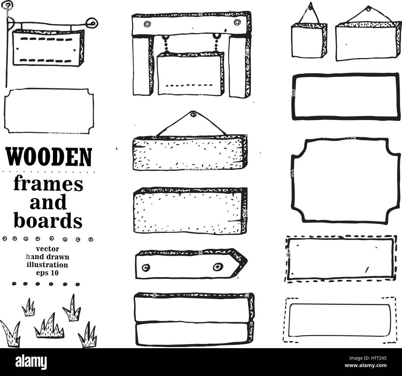Wooden signs, frames, boards. Vector icon set Stock Vector Image & Art ...