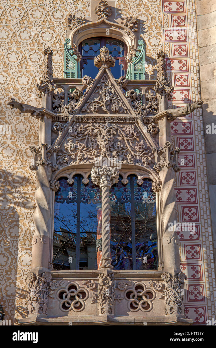 Neo-gothic window. Casa Amatller is a building in the Modernisme style ...