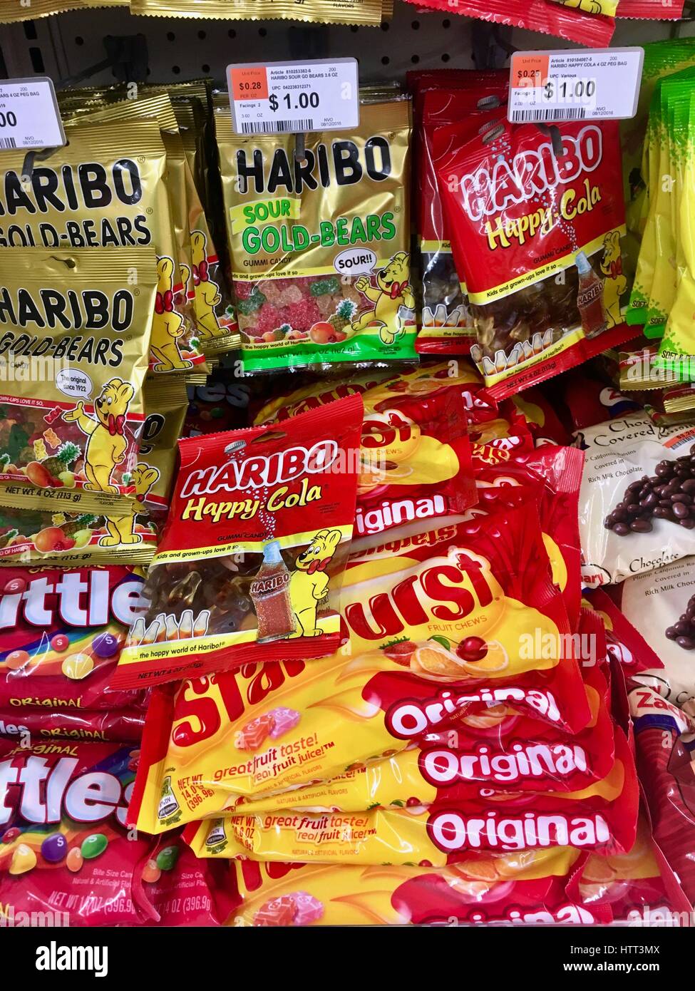 Candy isle in grocery store Stock Photo - Alamy