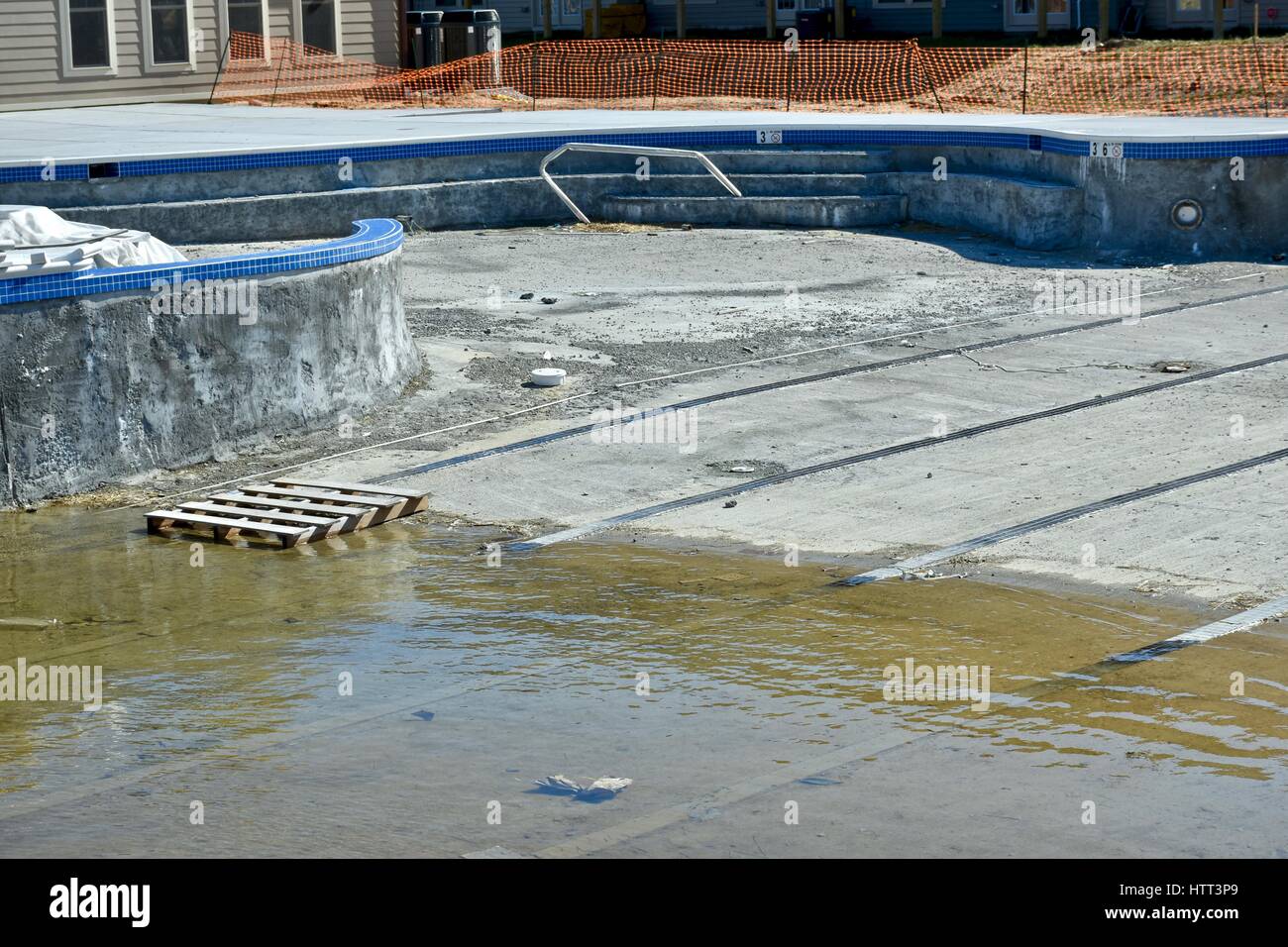 Pool construction at club house Stock Photo - Alamy