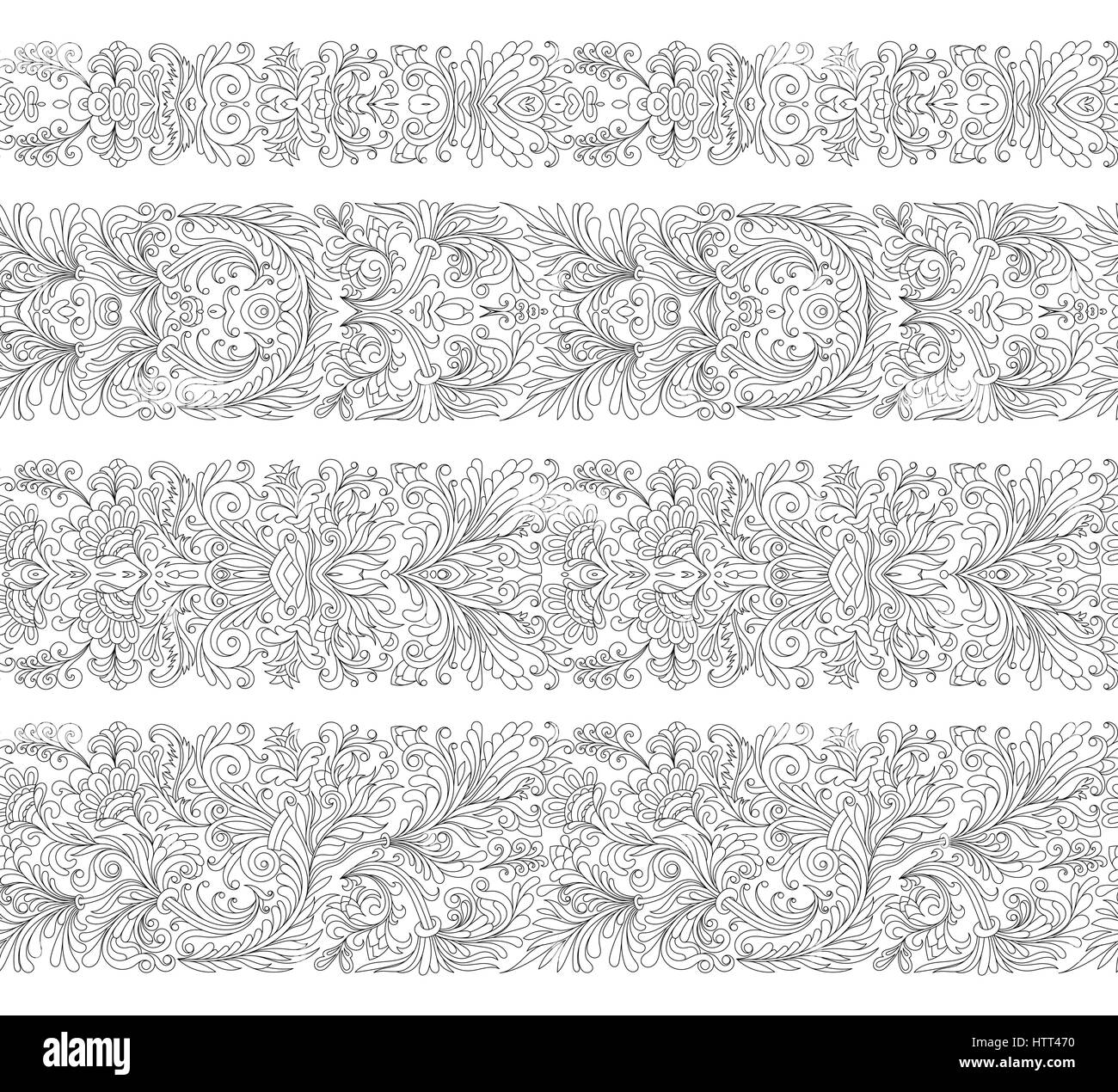 Set of vintage border brushes templates. Baroque floral elements for ...