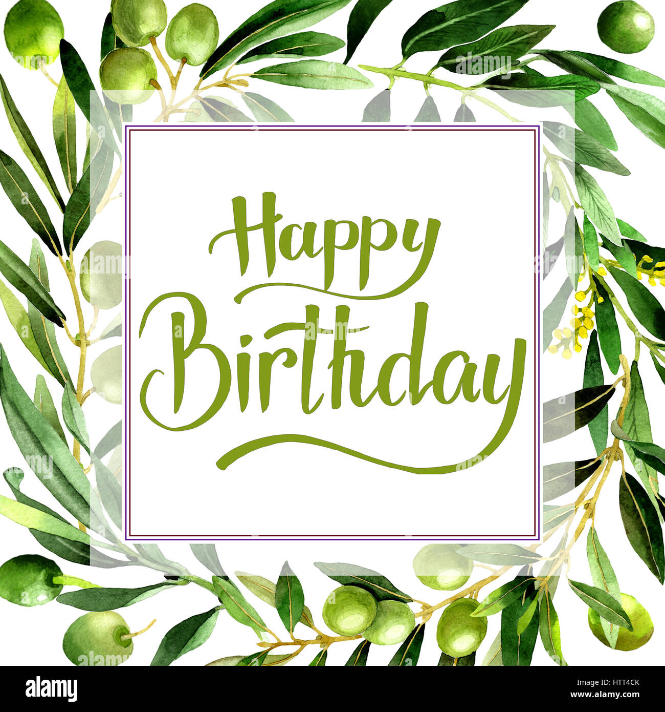 Olive tree frame in a watercolor style isolated Stock Photo - Alamy