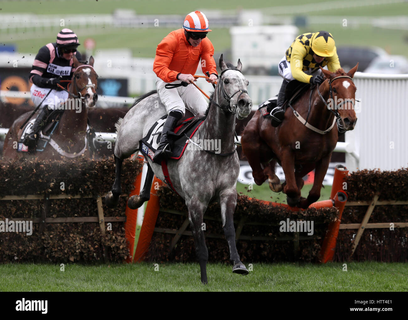 Jockey Jack Kennedy on board Labaik (centre) wins the 13:30 Sky Bet ...