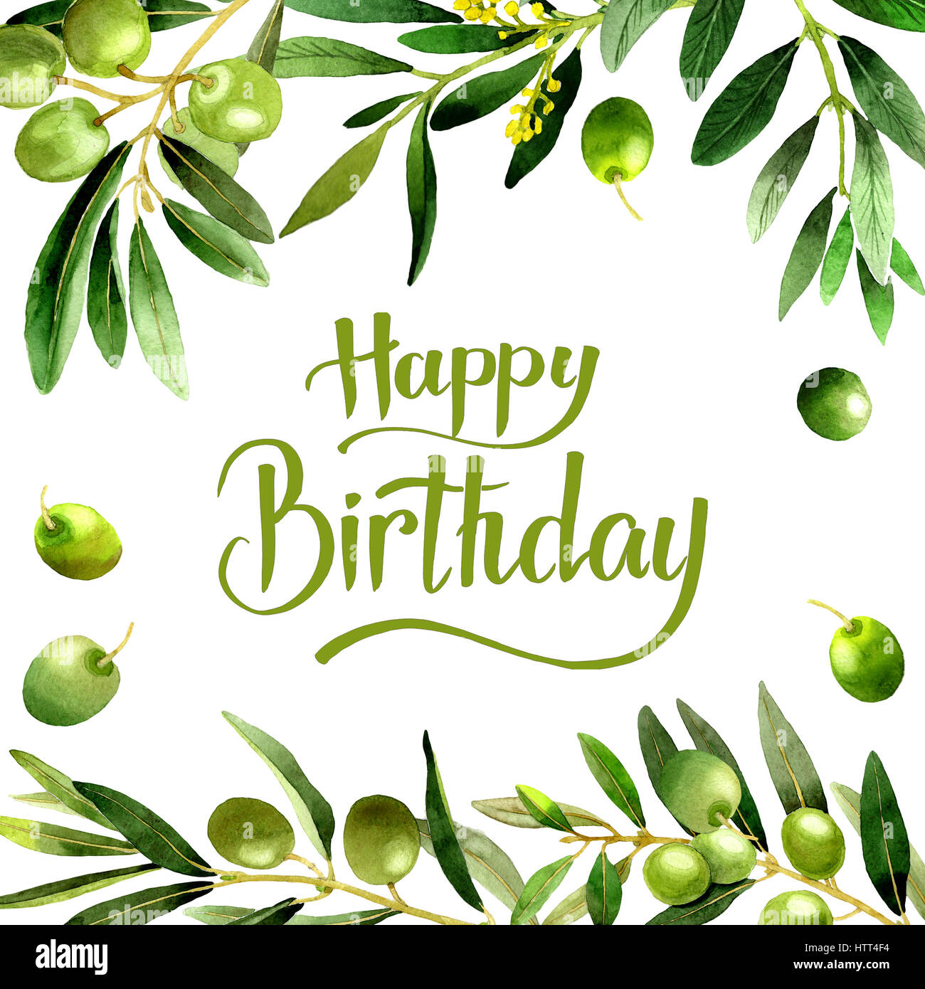 Olive tree frame in a watercolor style isolated Stock Photo - Alamy