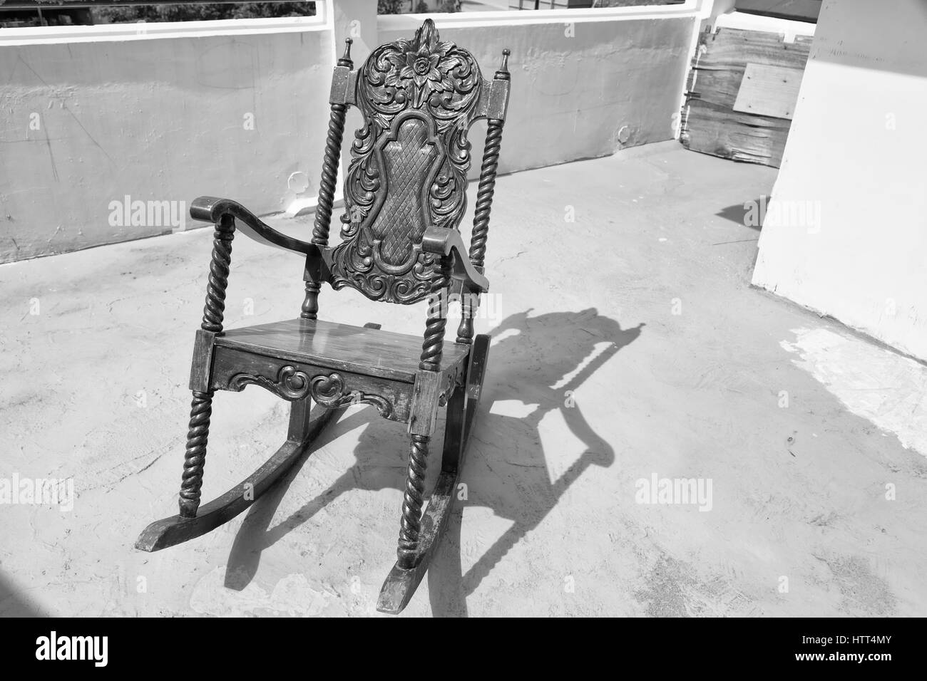 in philippines old dirty terrace whith rocking chair empty Stock Photo ...