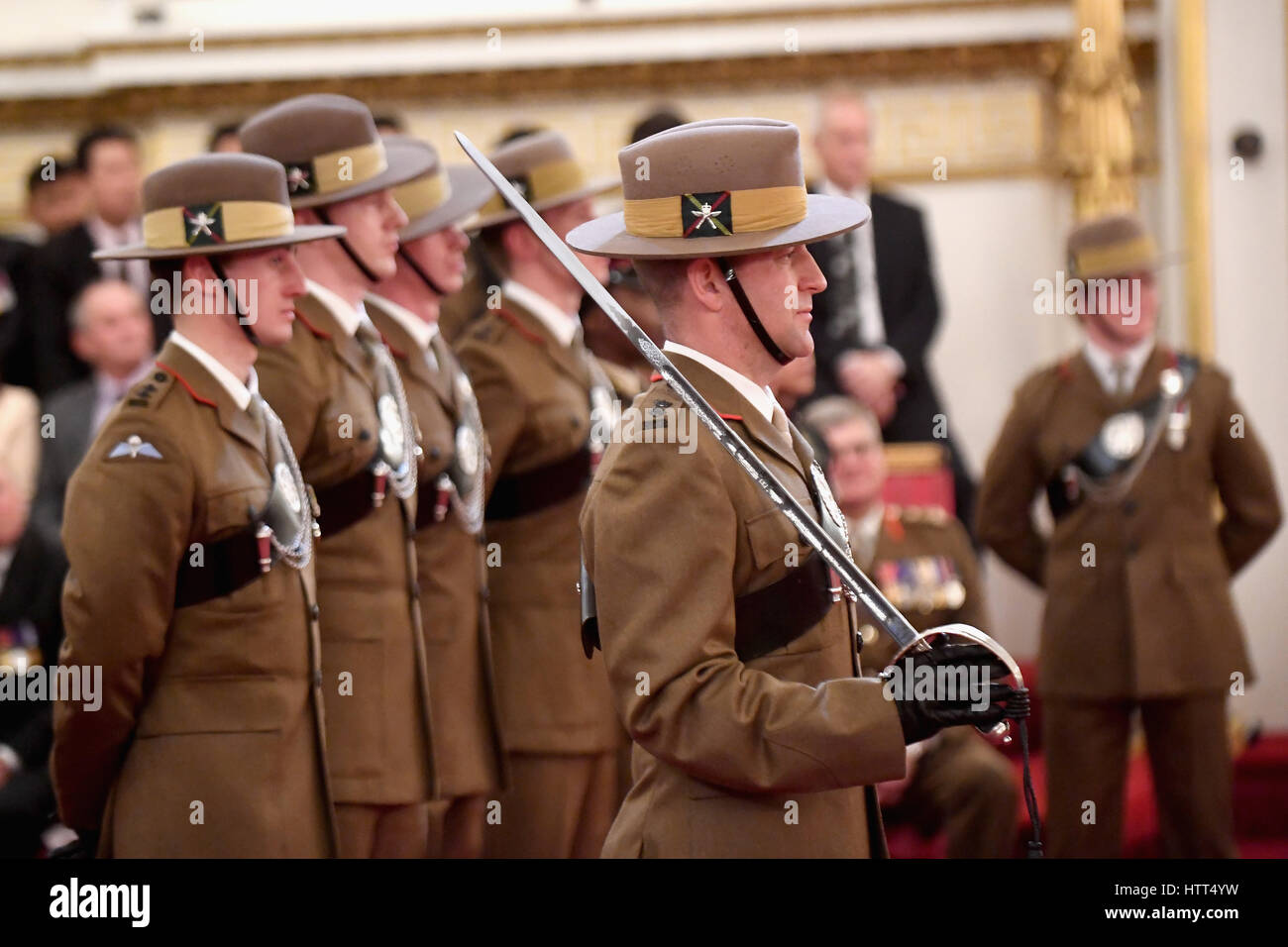 Members of the Royal Gurkha Rifles attend a medal presentation at a ...
