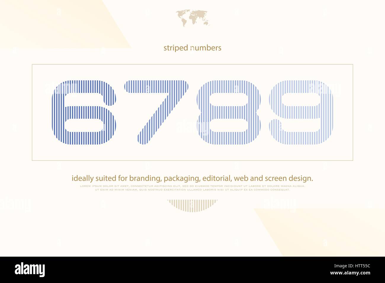 set of isolated numbers. vector font type design. contemporary, striped ...