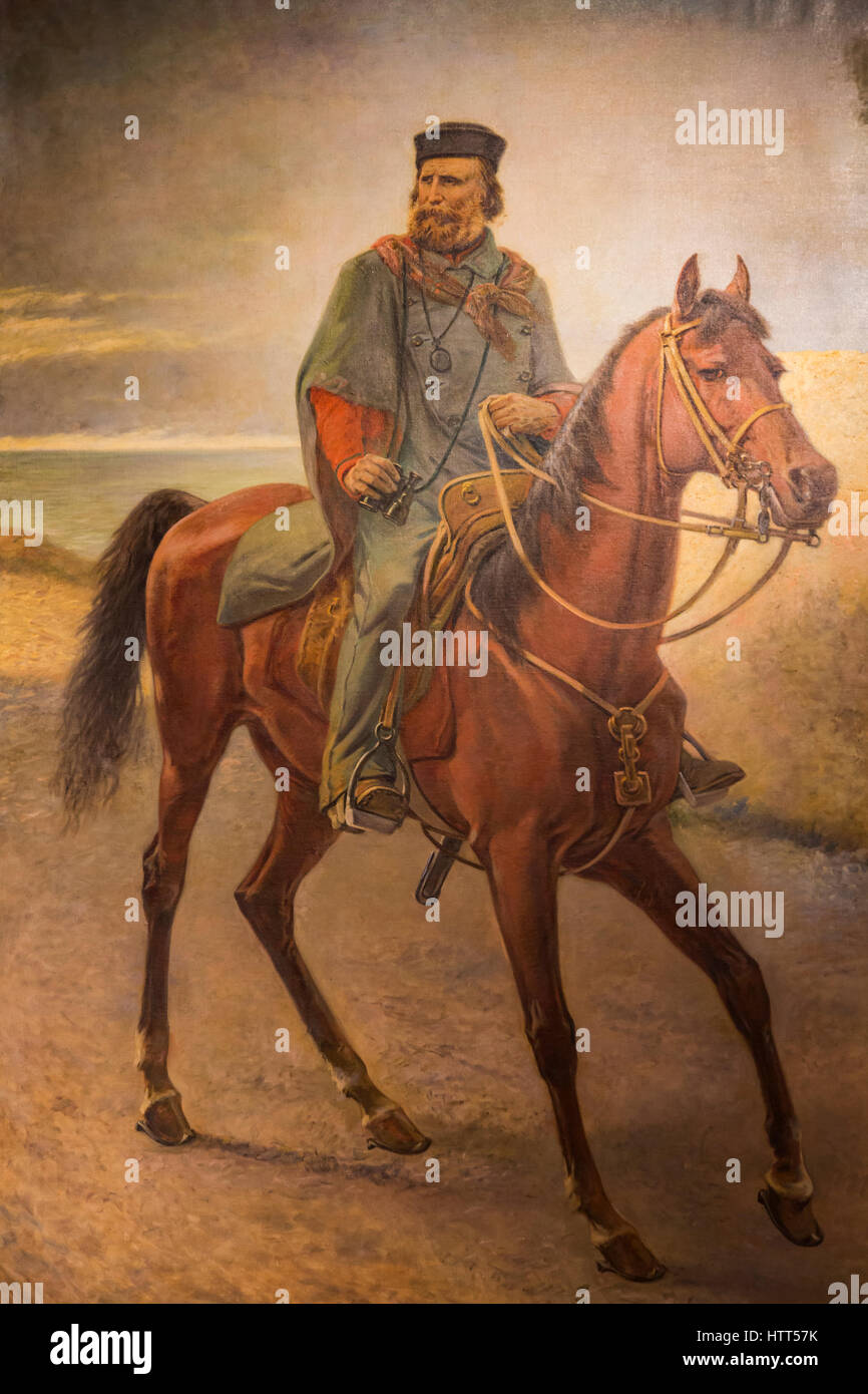 Rome, Italy. Giuseppe Garibaldi (1807-1882) on horseback. After the ...