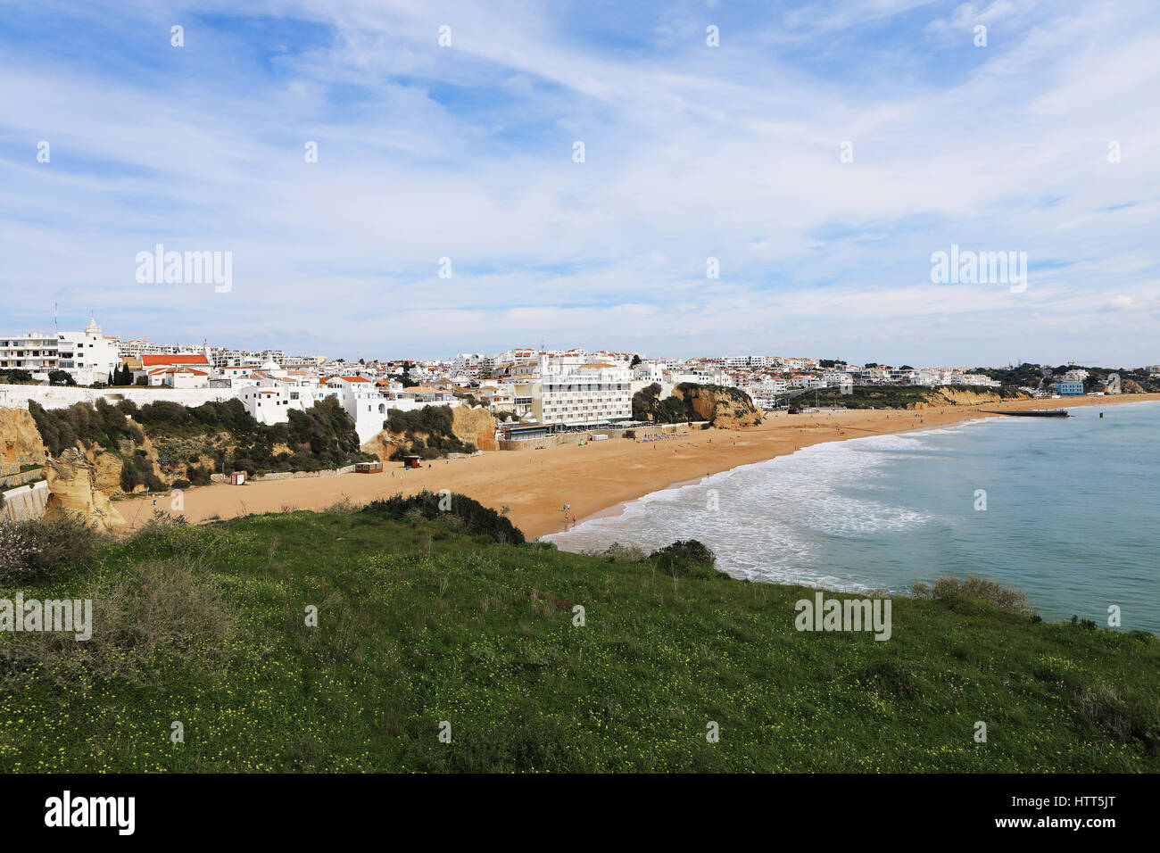 The beach at Albufeira, Portugal from a clifftop Stock Photo - Alamy