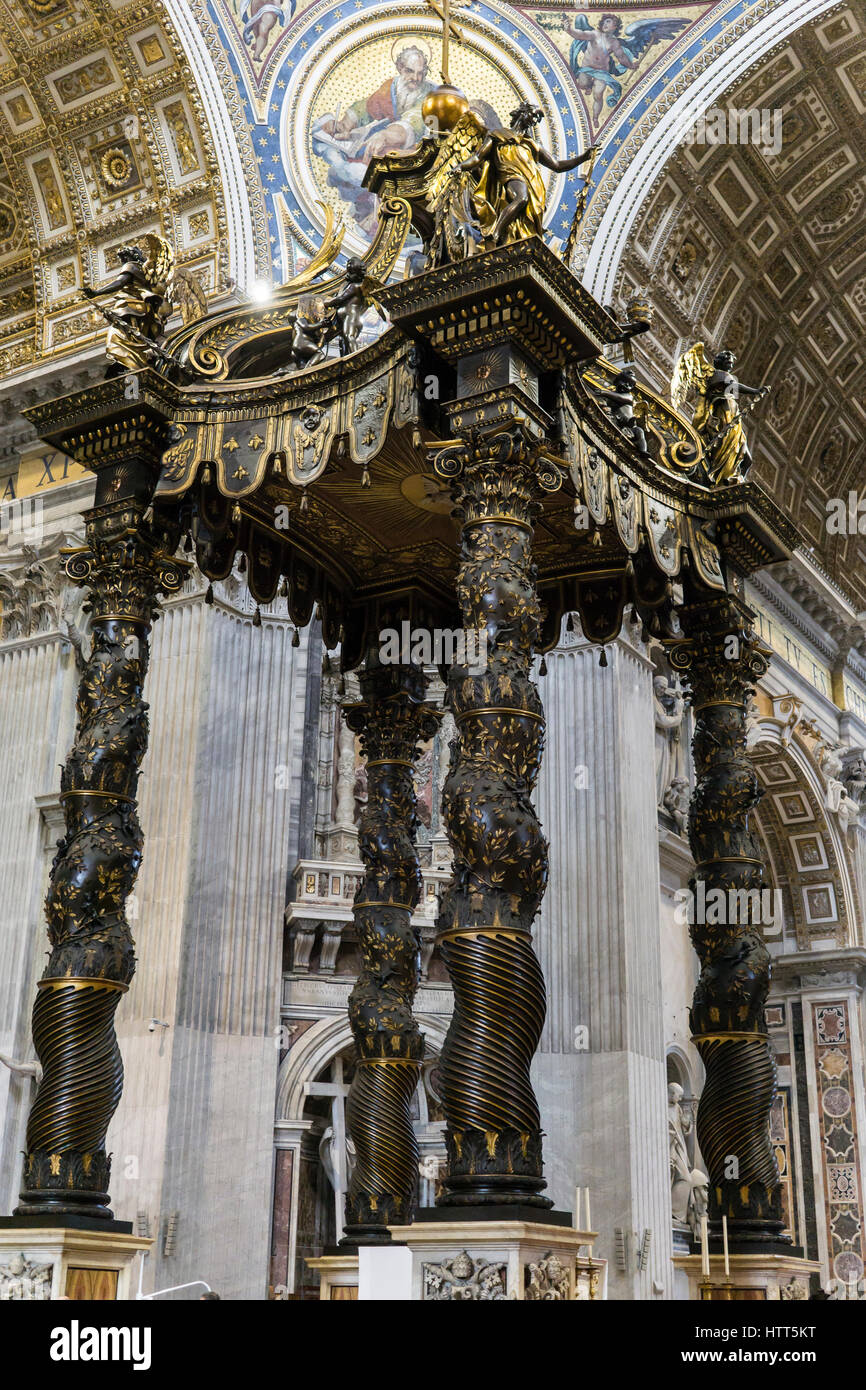 Berninis baldacchino in The Basilica of Saint Peter (1506-1626) in the ...