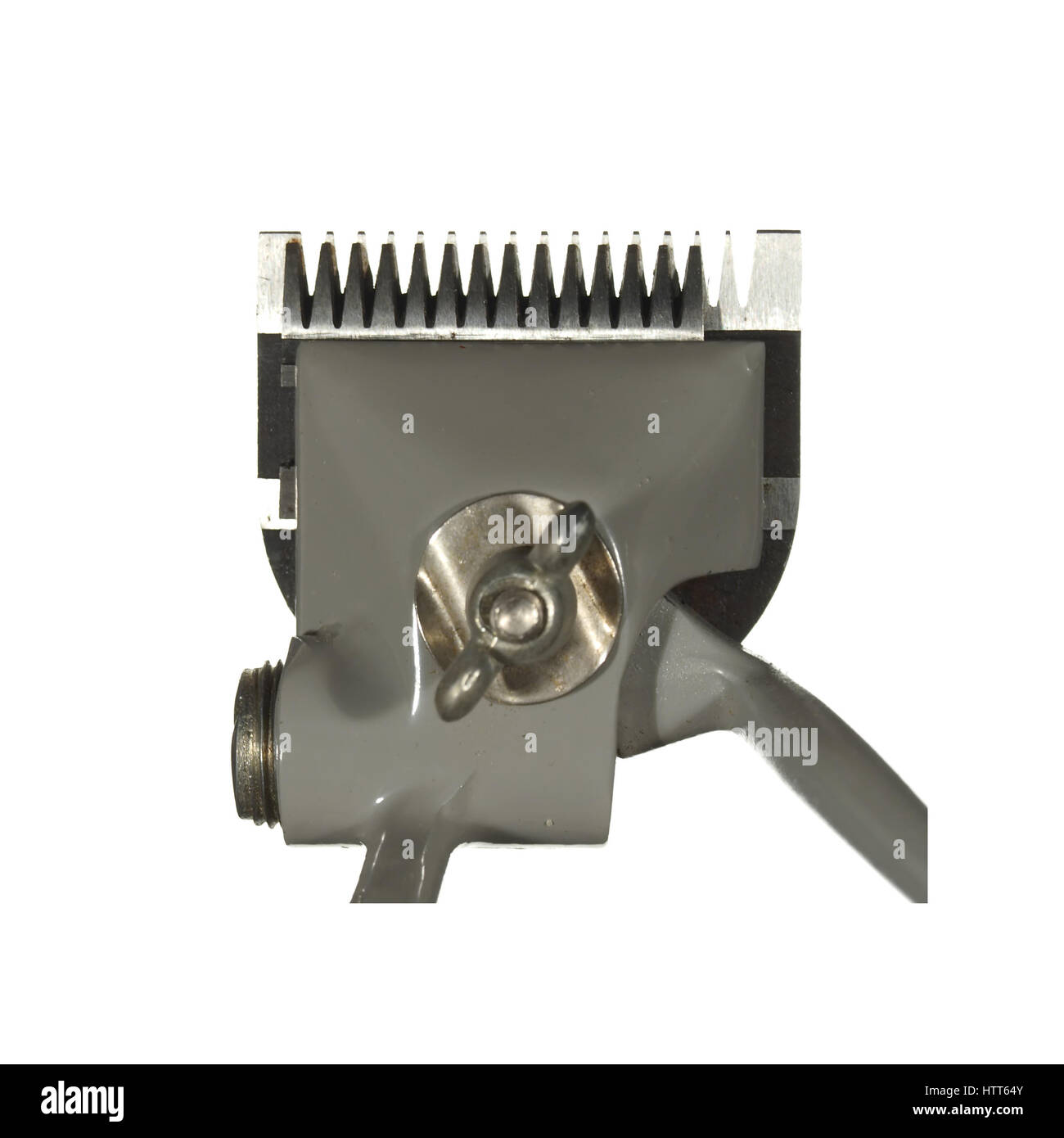 Old vintage manual metal hair clipper isolated on white background ...