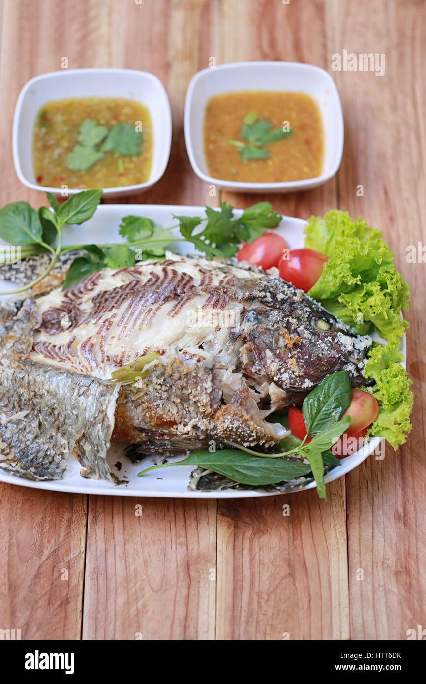 Grilled Tilapia Fish with Salt of thai foods in Popular in Thailand ...