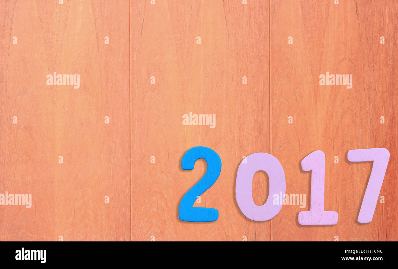 Number two thousand seven of wooden text on Orange old wood floor in ...