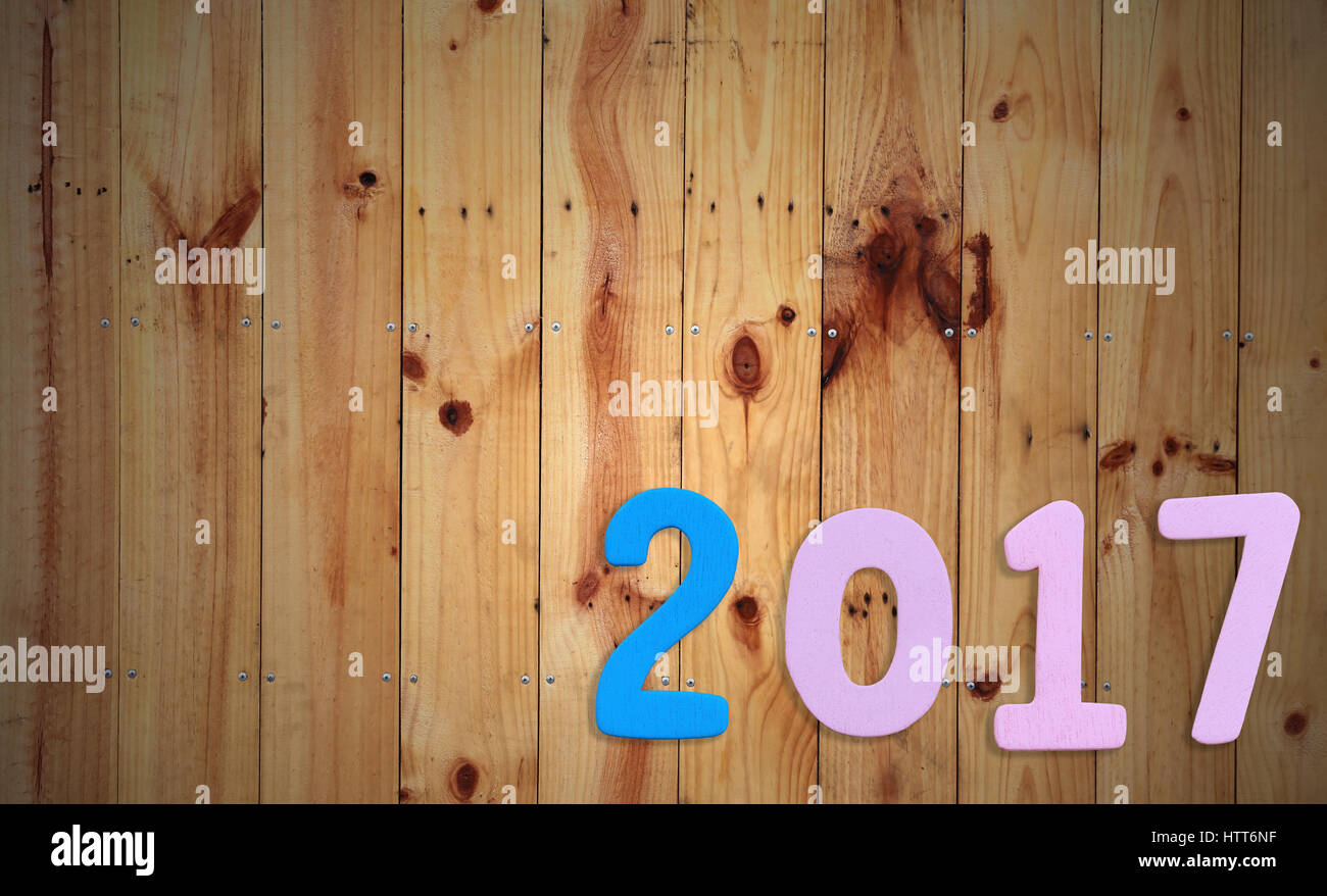 Number two thousand seven of wooden text on brown old wood floor in ...