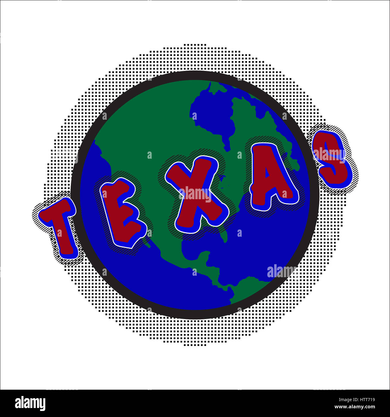 A globe design with Texas text isolated on a white background Stock ...