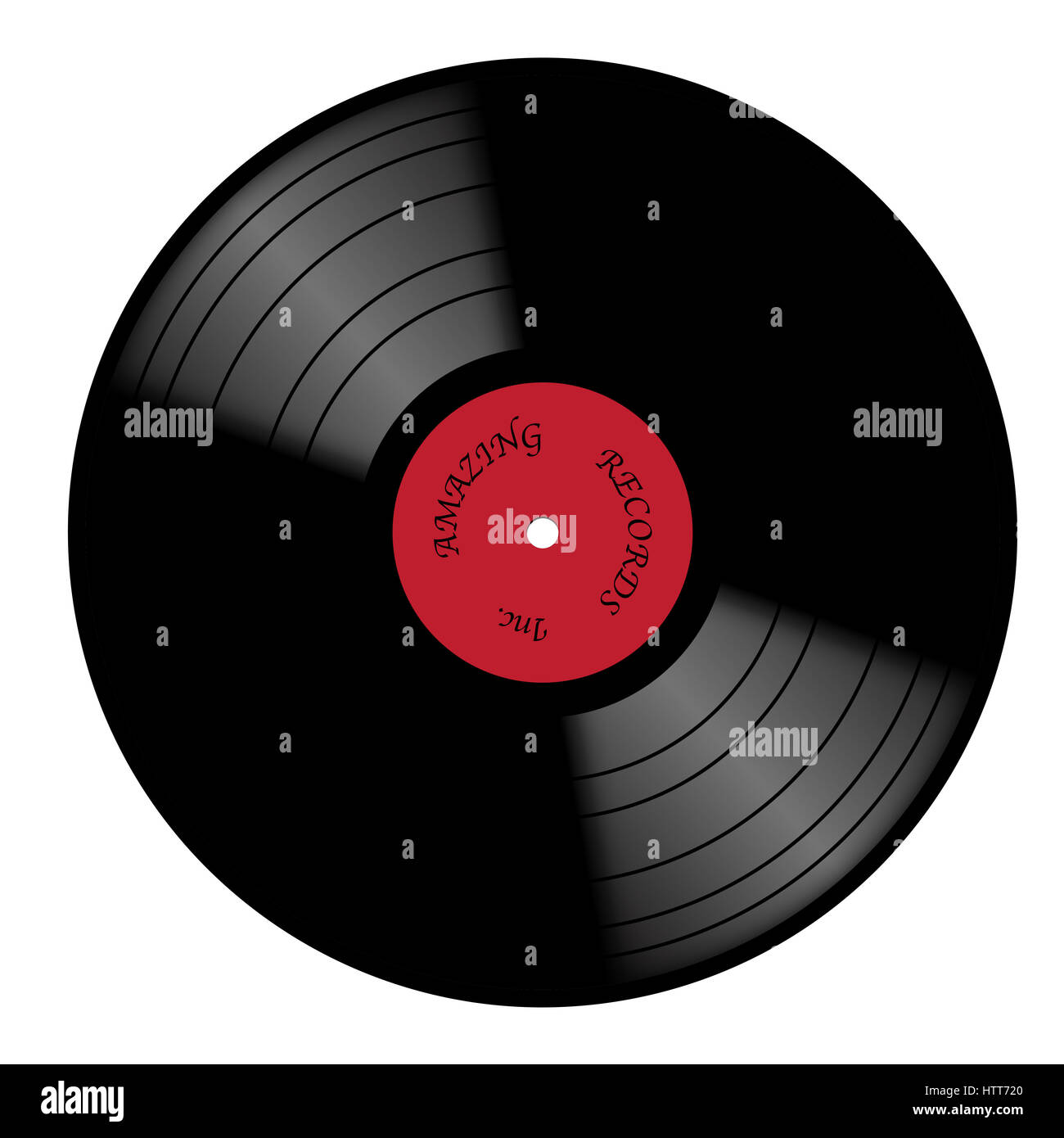A vinyl record with red label isolated on a white background Stock ...